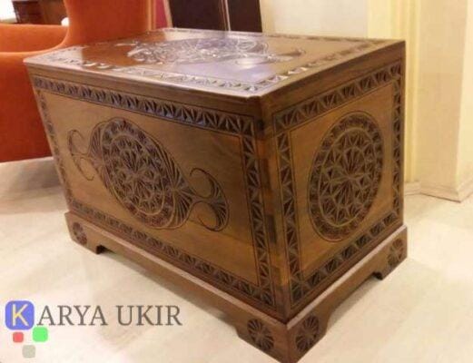 Jual Meja Box Kayu Jati Ukir Klasik Unik Serbaguna